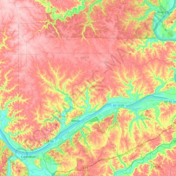 Switzerland County地形图、海拔、地势