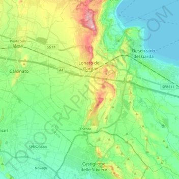 Lonato del Garda地形图、海拔、地势