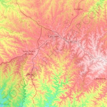 Cascavel地形图、海拔、地势