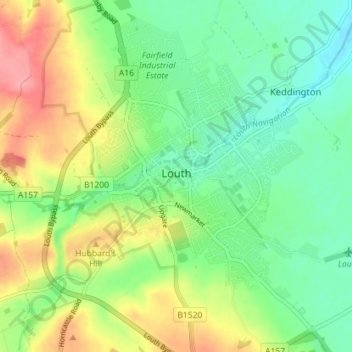 Louth地形图、海拔、地势
