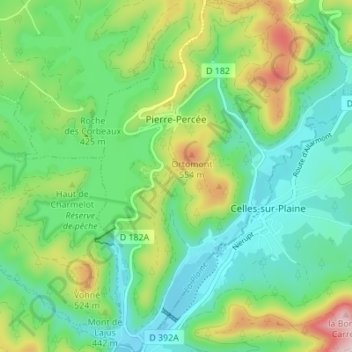 Pierre-Percée地形图、海拔、地势