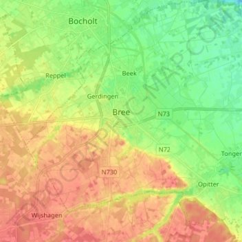Bree地形图、海拔、地势