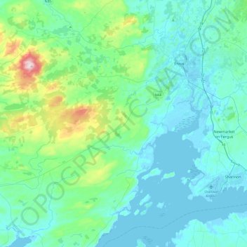 Kildysart Parish地形图、海拔、地势