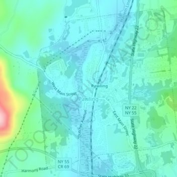 Village of Pawling地形图、海拔、地势