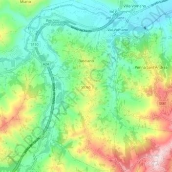 Basciano地形图、海拔、地势