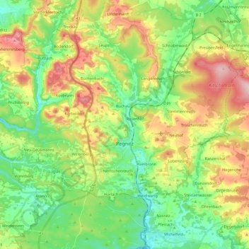 Pegnitz地形图、海拔、地势