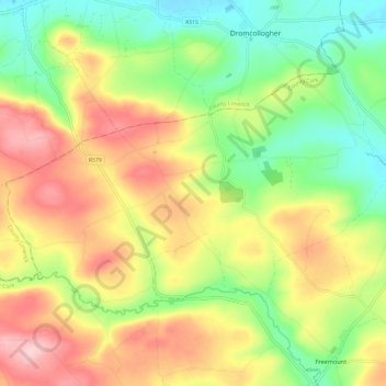 Tullylease地形图、海拔、地势