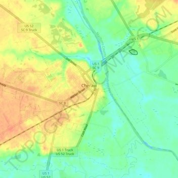Cheraw地形图、海拔、地势