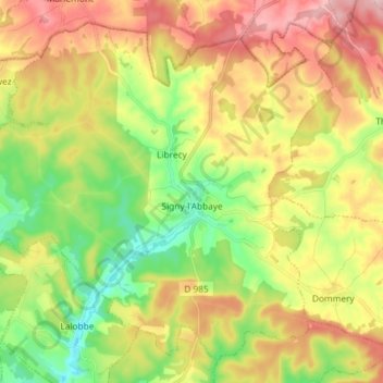 Signy-l'Abbaye地形图、海拔、地势