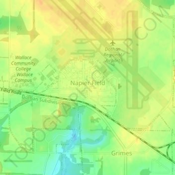 Napier Field地形图、海拔、地势