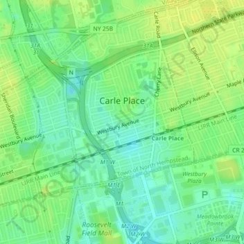 Carle Place地形图、海拔、地势