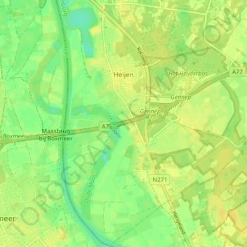 Heijen地形图、海拔、地势