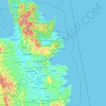 Surigao del Sur地形图、海拔、地势