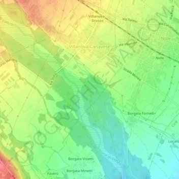 Villanova Canavese地形图、海拔、地势