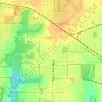 Grimes地形图、海拔、地势