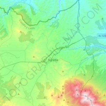 Ágreda地形图、海拔、地势