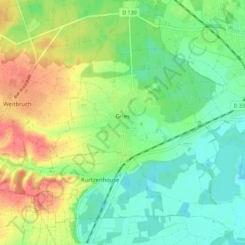 Gries地形图、海拔、地势