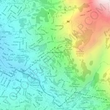 Trece de Noviembre地形图、海拔、地势