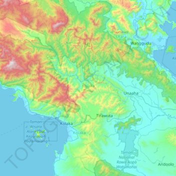 Kolaka Timur地形图、海拔、地势
