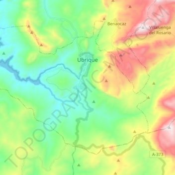 Ubrique地形图、海拔、地势