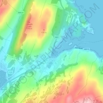Tarbert地形图、海拔、地势