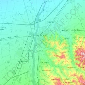 Tortona地形图、海拔、地势