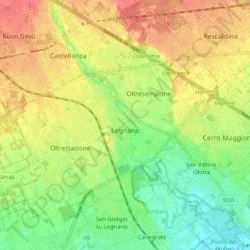 Legnano地形图、海拔、地势