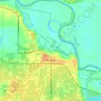 Merbein地形图、海拔、地势