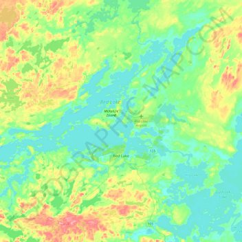 Red Lake地形图、海拔、地势