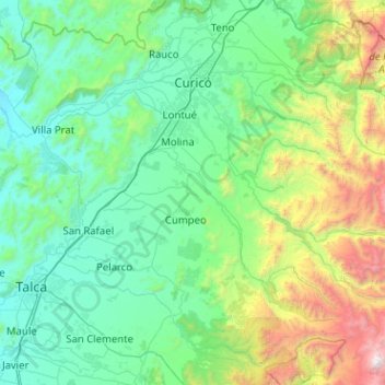 Curicó地形图、海拔、地势