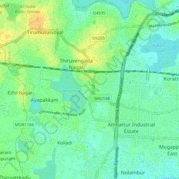Zone 7 Ambattur地形图、海拔、地势
