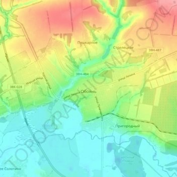 Oboyan'地形图、海拔、地势