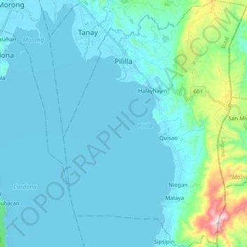 Pililla地形图、海拔、地势
