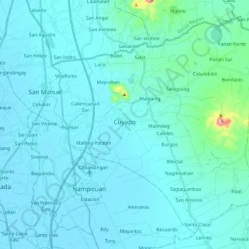 Cuyapo地形图、海拔、地势