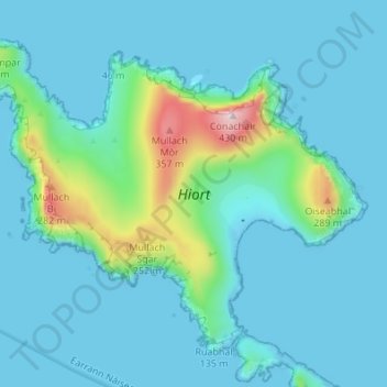 Hirta地形图、海拔、地势