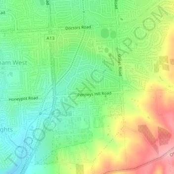 Hackham地形图、海拔、地势