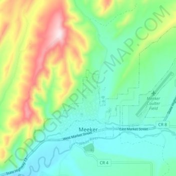 Meeker地形图、海拔、地势