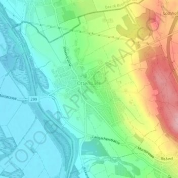 Ottenbach地形图、海拔、地势