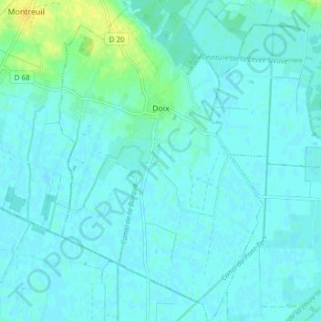 Doix地形图、海拔、地势