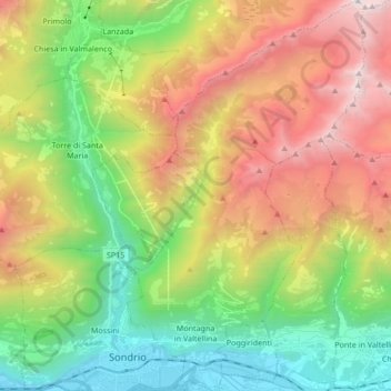 Montagna in Valtellina地形图、海拔、地势