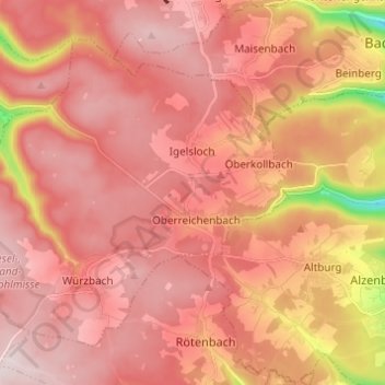 Oberreichenbach地形图、海拔、地势