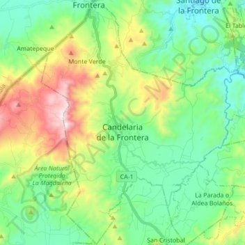 Municipio de Candelaria de la Frontera地形图、海拔、地势