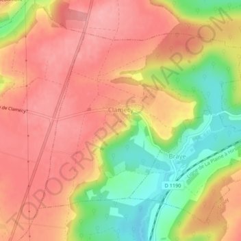 Clamecy地形图、海拔、地势