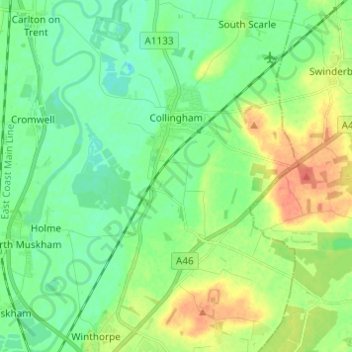Collingham CP地形图、海拔、地势