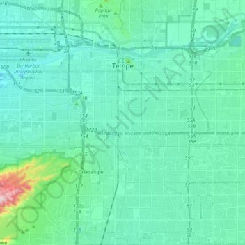 Tempe地形图、海拔、地势
