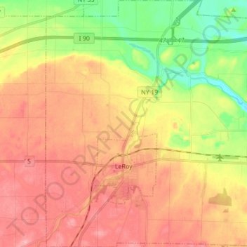 Town of LeRoy地形图、海拔、地势