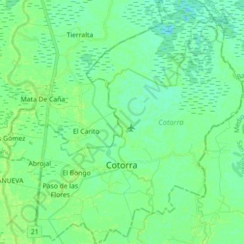 Cotorra地形图、海拔、地势