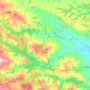 Acerenza地形图、海拔、地势