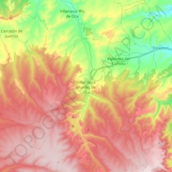 Villafranca Montes de Oca地形图、海拔、地势