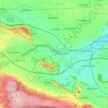 Drei Gleichen地形图、海拔、地势